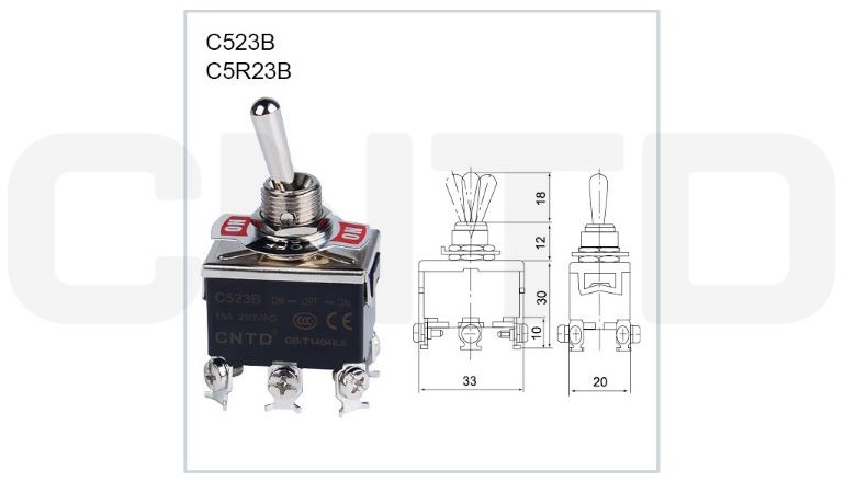 C523B Toggle Anahtar ON-OFF-ON - Termik Elektrik